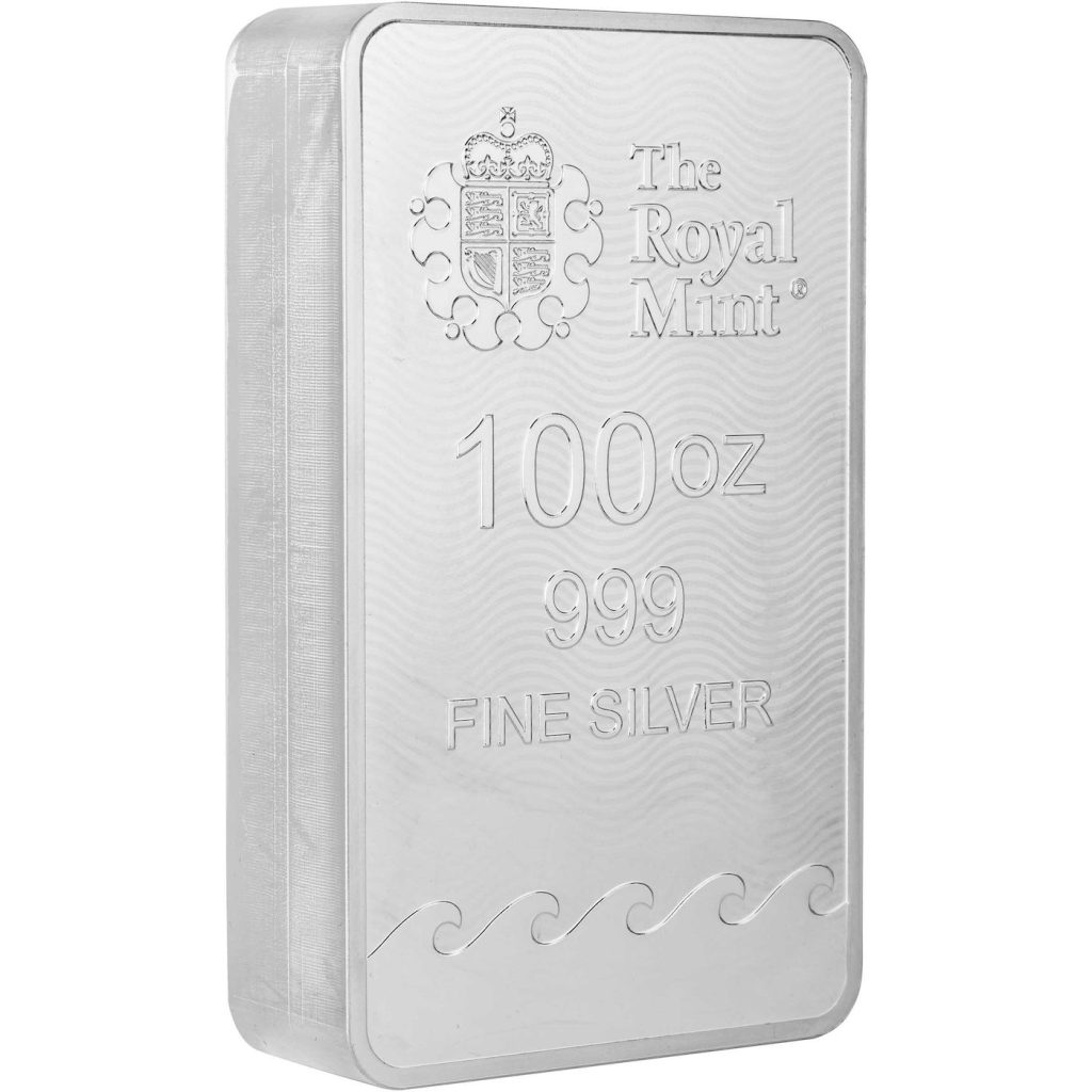 The Royal Mint 100 oz Britannia Cast Silver Bullion Bar - RPS Bullion