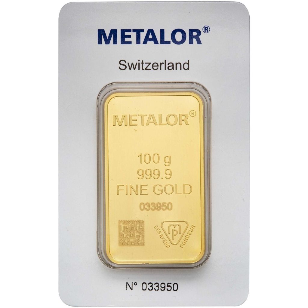 Metalor 100g Minted Gold Bullion Bar - RPS Bullion