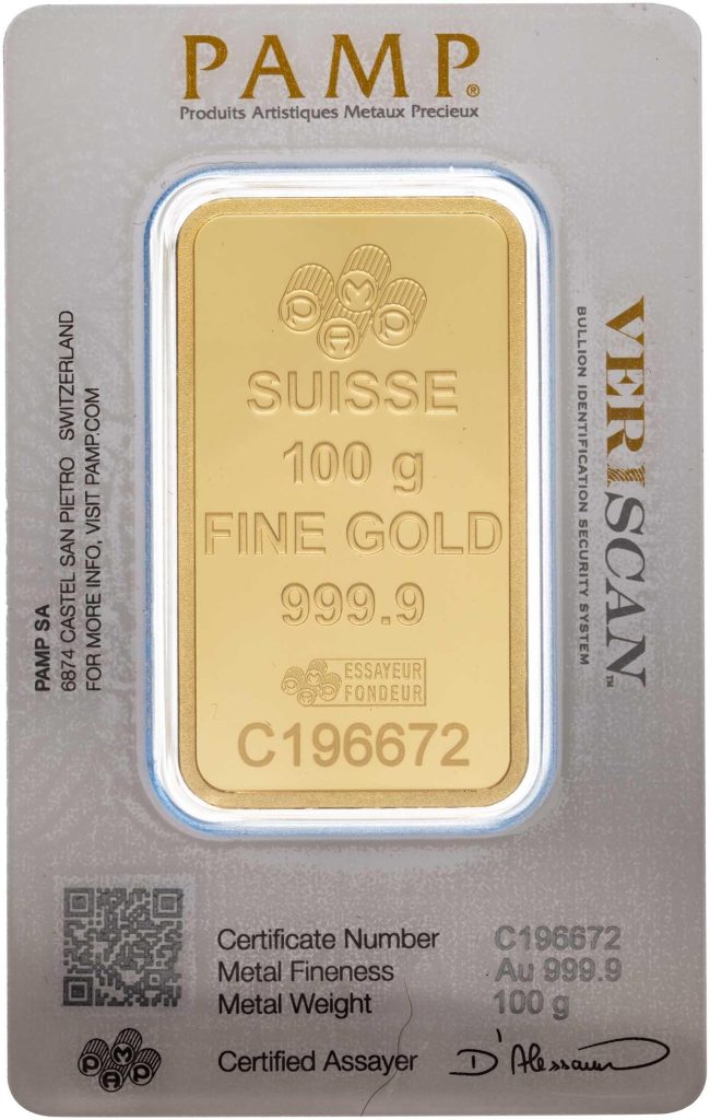 PAMP Suisse 100g Fortuna Minted Gold Bullion Bar - RPS Bullion