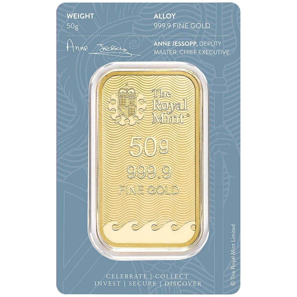 The Royal Mint 50g Britannia Minted Gold Bullion Bar - RPS Bullion